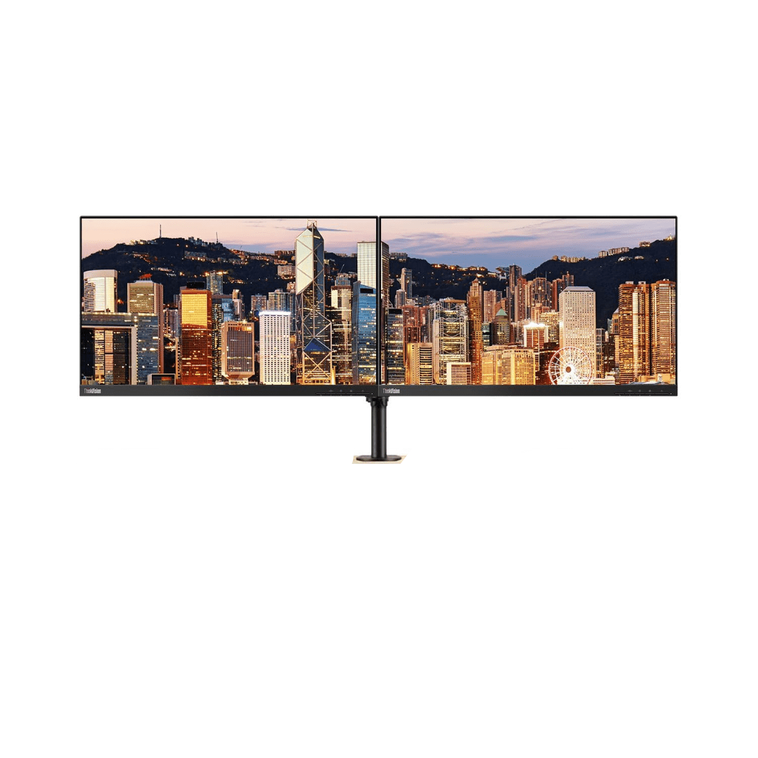 Dual Lenovo P24h-2L 23.8" QHD Monitor with Dual Arm Stand - USB-C Dais